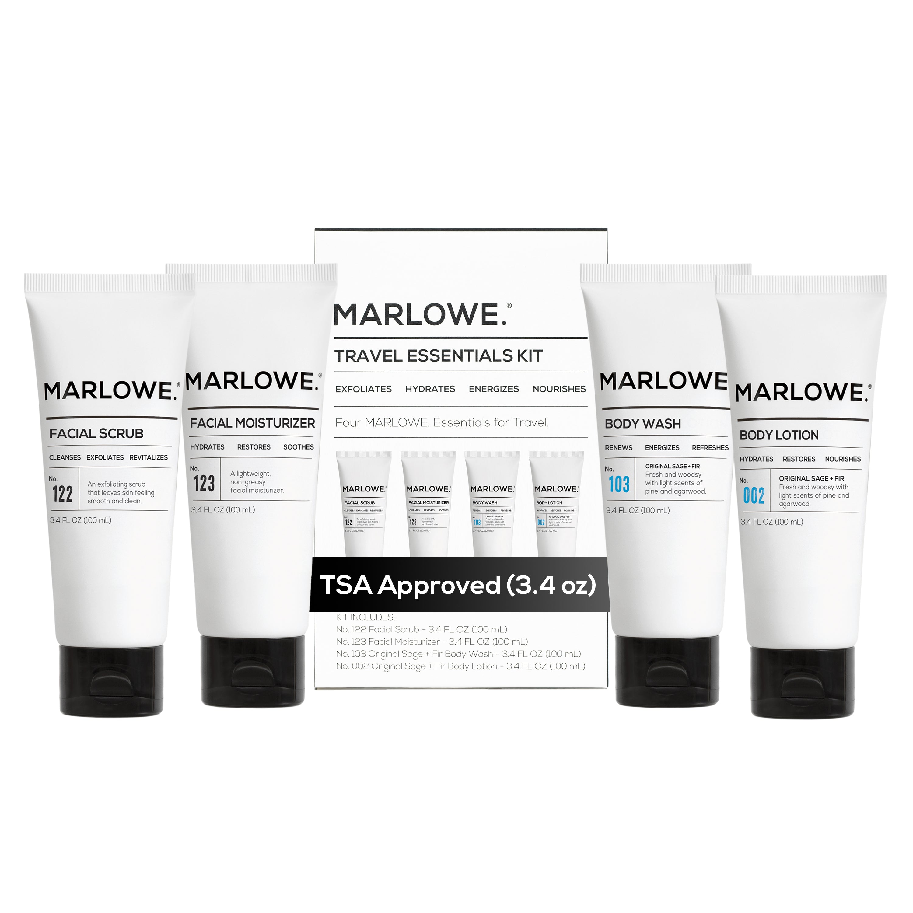 MARLOWE. Travel Essentials Kit (TSA approved) – MARLOWE Skin